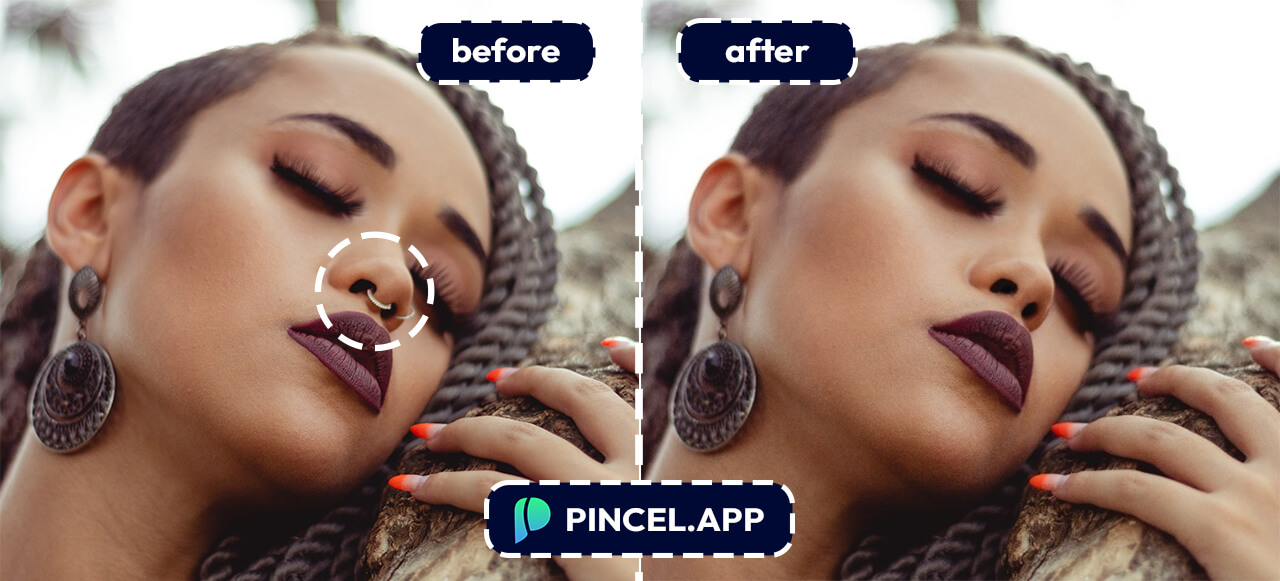 Remove a piercing from photo with 1 click