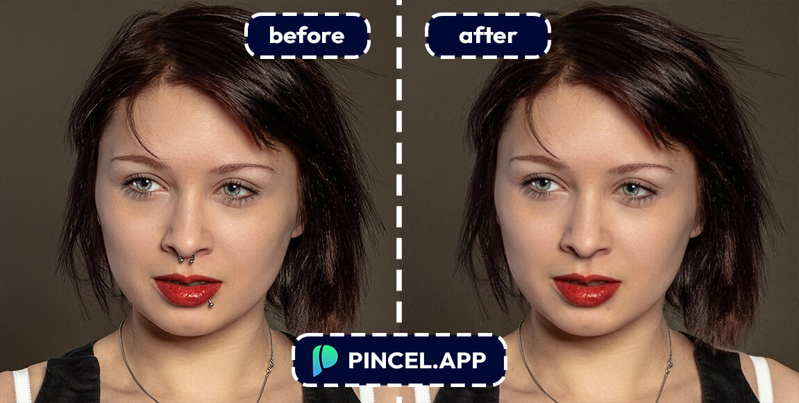 Remove a piercing from photo with 1 click