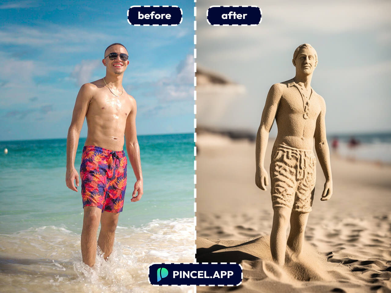 Make a Sand Sculpture Effect Using AI - Pincel