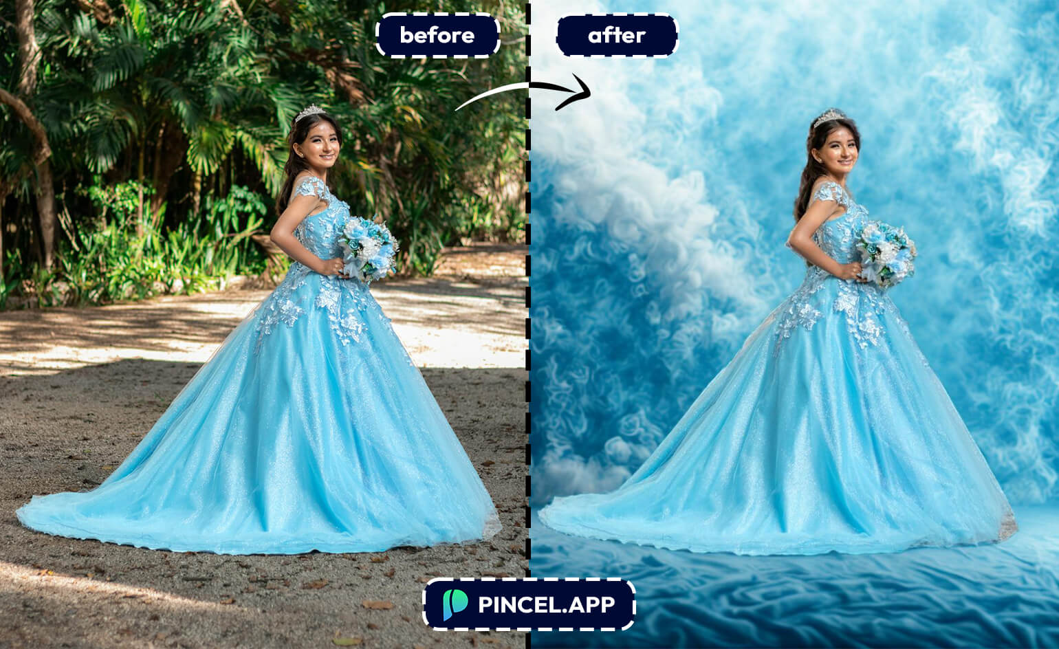 Add a Blue Background to a Photo Online - Pincel