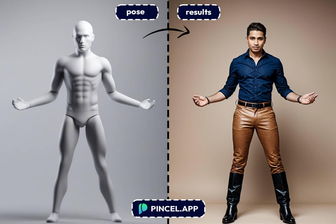 Make AI Photos with Body Pose Reference - Pincel